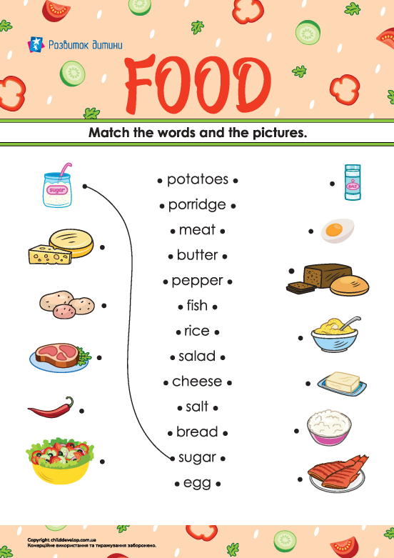 Food (їжа) – match words and pictures – Розвиток дитини